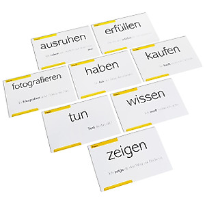 200 German Verb Conjugation Present Tense Flash Cards - Full Examples in Both German and English