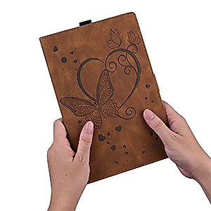 Tablet PC Case Compatible with Kindle Fire 7 Tablet Case 2022 12th Butterfly Embossed Folding Stand Protective Cover Shockproof PU Leather Flip Case Card Slot Tablet PC Case Tablet Home (Color : Brow