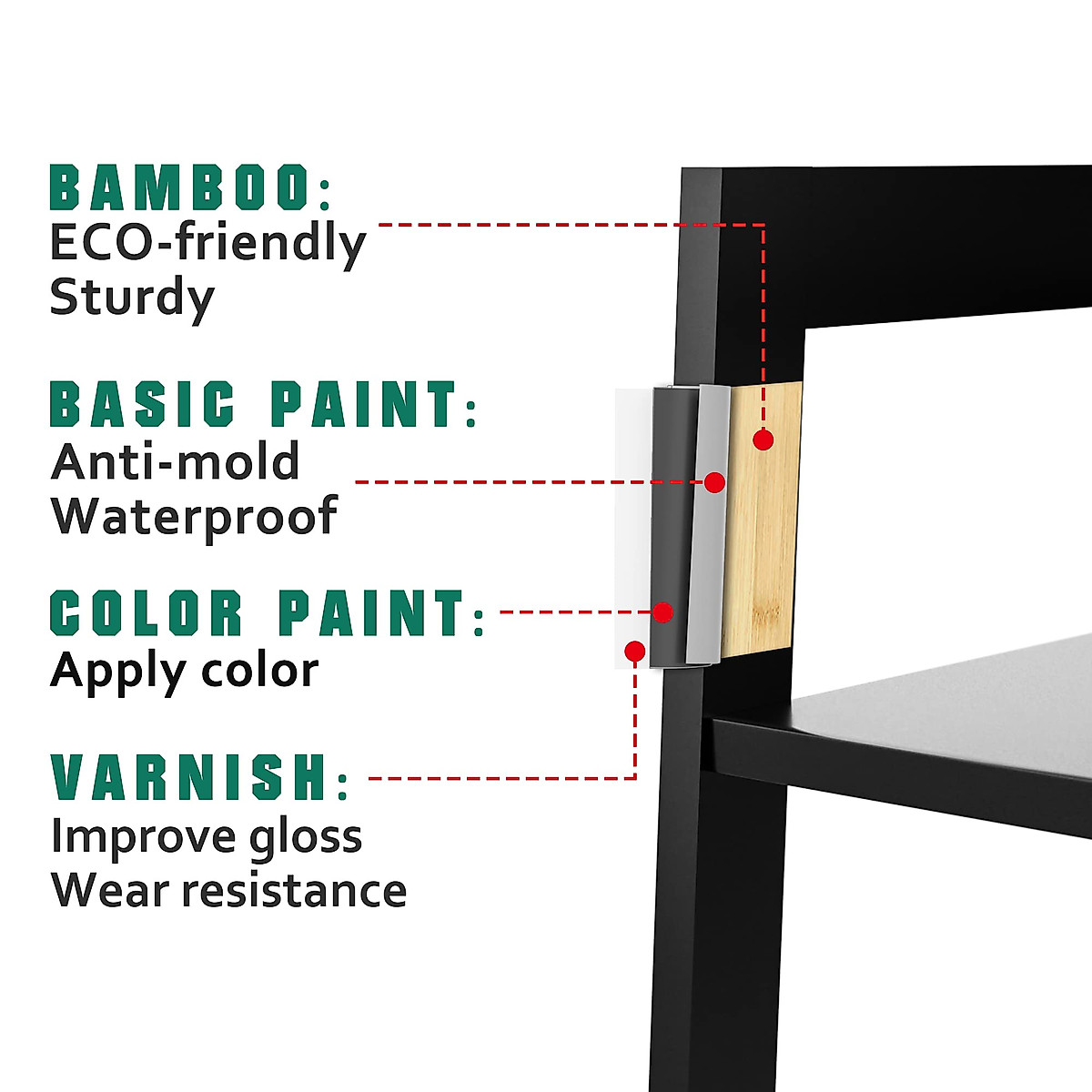 WTZ Upgraded Bookshelf with Drawers, Storage Book Shelves, 5 Tier Tall Bookcase, Modern Open Ladder Shelf for Bedroom, Living Room, Bathroom, Kids Room, Office, MC-519 (Black)