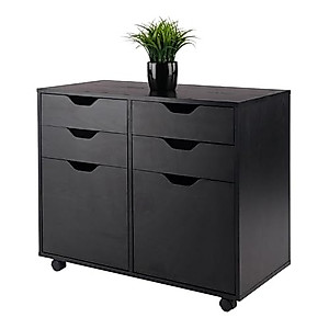 Winsome Halifax Storage Mobile Cabinets, 2 Doors, 4 Drawers, for Home Office, Black