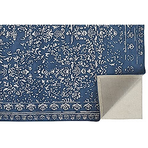 Feizy Bella High/Low Floral Wool Rug, Vallarta Blue/Silver Gray, 8ft x 10ft Area Rug