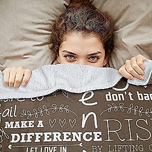 Cozy Covers - Strong Women - Inspirational Words Blanket - Perfect Size 50" x 60" Super Soft Ultra Plush Sherpa Throw for Love, Healing, Positivity and Encouragement (Taupe)