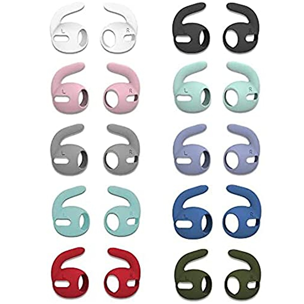 BLLQ AirPod Pro Ear Hooks Earbuds Anti Silp Covers Silicone Earhooks Earbuds Skin Gels Cover Compatible with AirPods Pro,10 Colors 10 Pairs Hooks