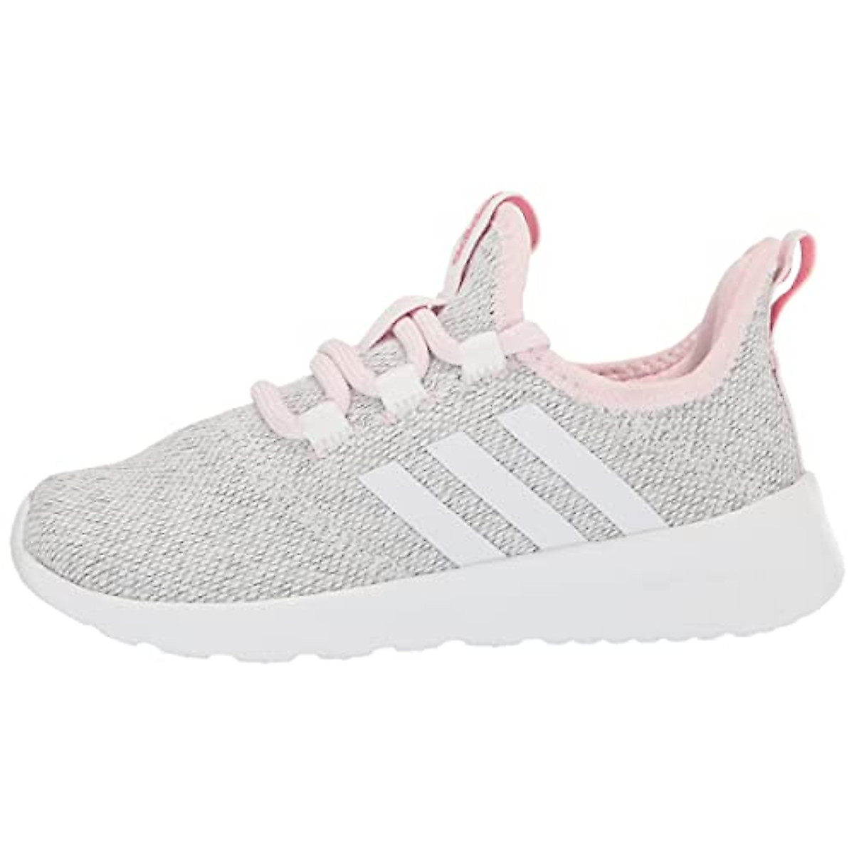 adidas Cloud Foam-Pure Running Shoe, White/White/Clear Pink, 4.5 US Unisex Big Kid