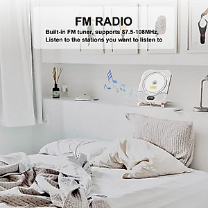 CD Player Kpop Wired with Bluetooth Speakers,Wall/Desk CD Players for Home,Stereo Music Player for Kids/Seniors with Boombox,FM Radio with Remote Control,Support LED/Copy/Alarm Clock/USB/TF/AUX-White