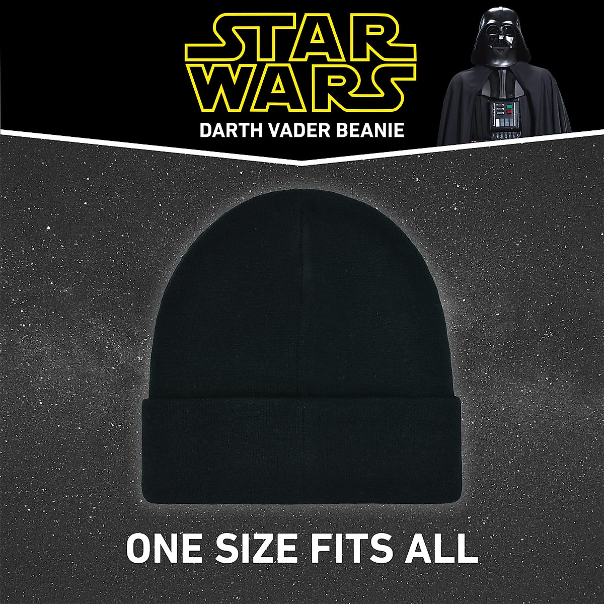 Star Wars Darth Vader Roll Down Cuff Beanie Hat, Black, One Size