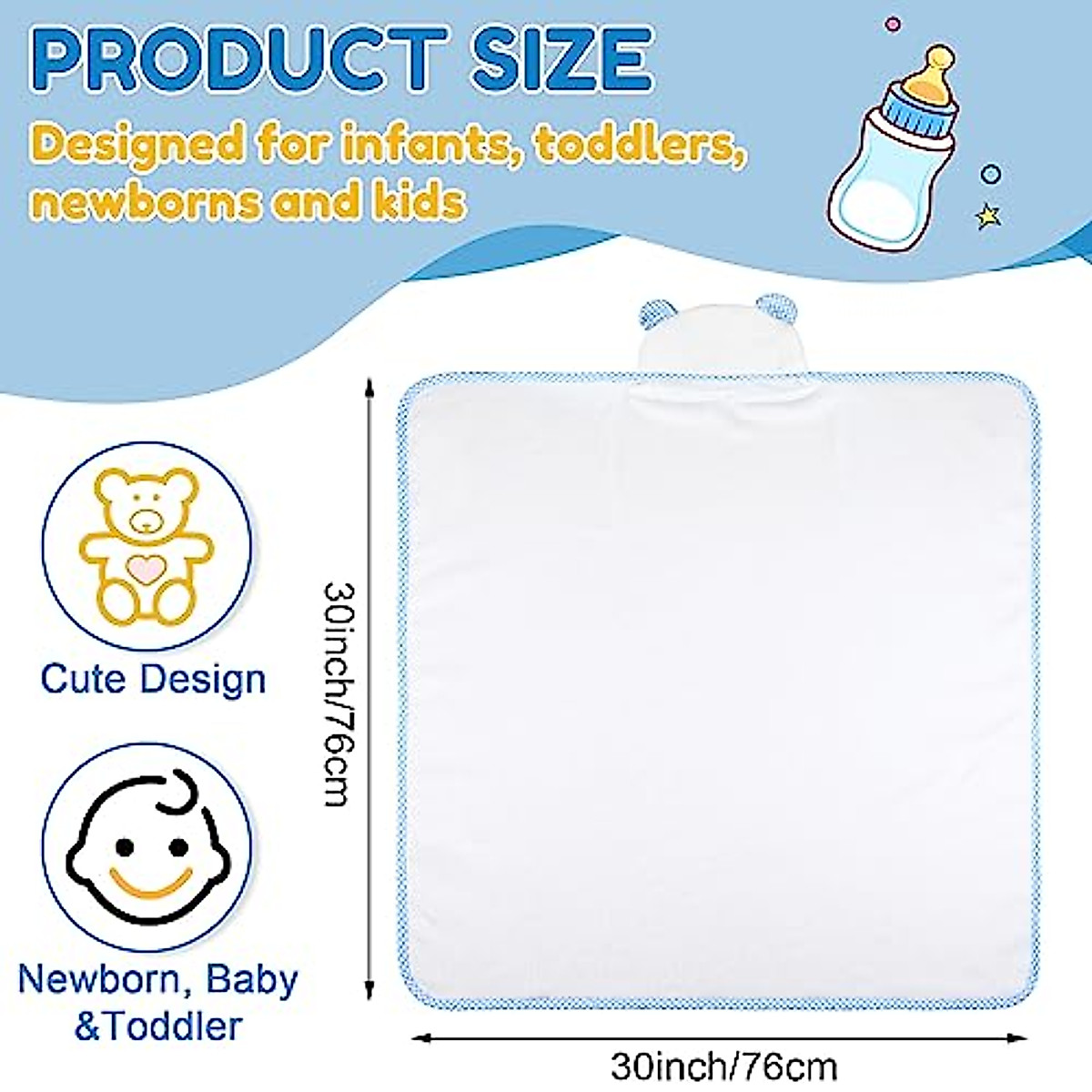 Oudain 6 Pieces Hooded Baby Towels Baby Bath Towel with Ears Hooded Soft Absorbent Coral Fleece Newborn Towels 30 x 30 Inch Infant Towels Toddler Bath Blanket Towels Supplies