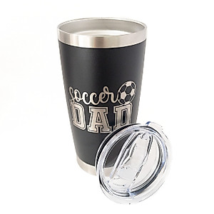 20 oz Soccer Dad Coffee Travel mug with lid (Black), Insulated Tumbler, Soccer Gifts for Men, Stainless Steel Coffee Mug