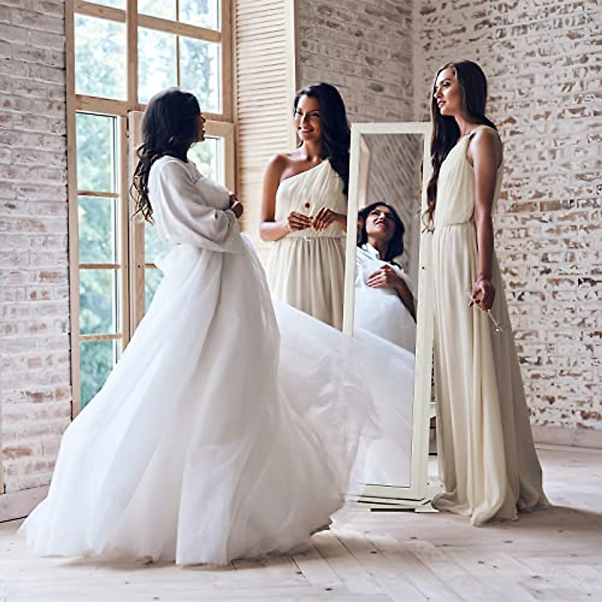 SERWALL 360 Rotating Jewelry Stand Organizer - Freestanding Dressing Mirror Jewelry Cabinet Storage - WHITE