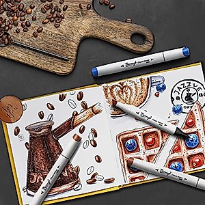 Bianyo Classic Series Alcohol Markers Set, Pack of 72, Dual Tip Bullet & Chisel Art Marker Set, Black Case with a Designable Card for Coloring, Drawing, Sketching, Outlining, Highlighting, Designing