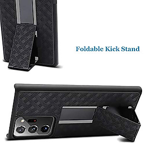 Samsung Note 20 Ultra Case, Fingic Note 20 Ultra Holster Case Combo Shell Slim Rugged Case with Built-in Kickstand Swivel Belt Clip Holster Shockproof Cover for Samsung Note 20 Ultra 6.9 inch, Black