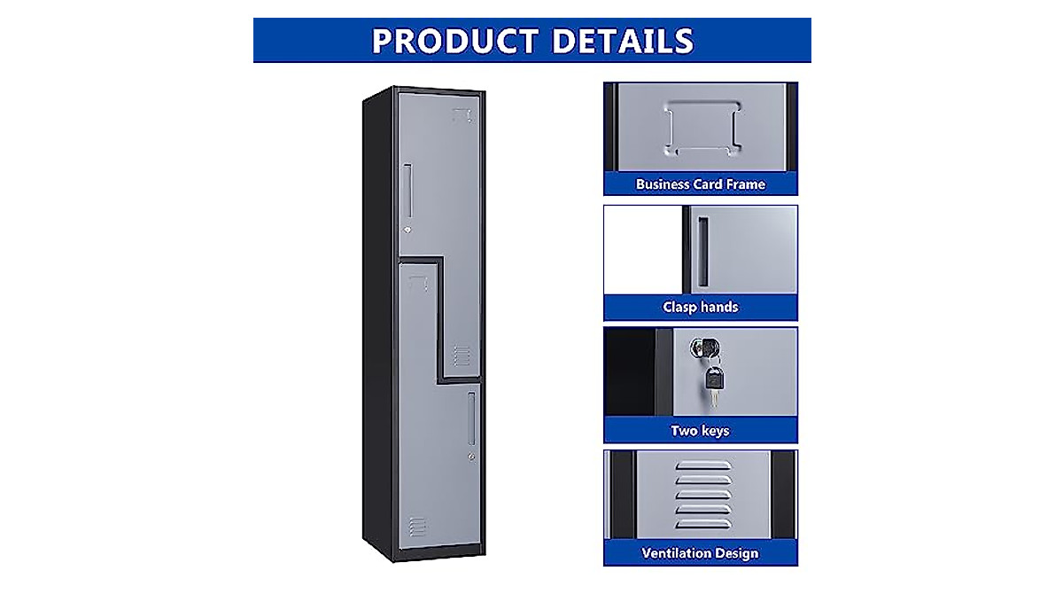BYNSOE L-Shape Metal Locker for Schools & Gyms
