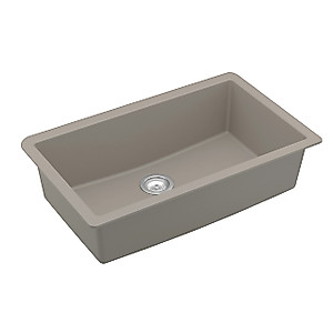 Karran QU-812 Undermount 32.5 in. Large Single Bowl Quartz Kitchen Sink in Concrete