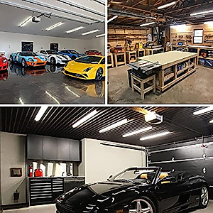 Barrina 8FT LED Shop Light, 72W 9000LM 6500K, Clear Cover Linkable LED Tube Lights, Integrated T8 Light Fixture, V Shape LED Ceiling Lights for Garage, Warehouse, Workshop, 6 Pack