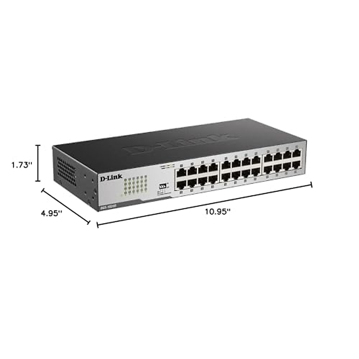 D-Link DGS-1024D, Ethernet Switch, 24 Port Gigabit Unmanaged Fanless Network Hub Desktop or Rack Mountable, Black
