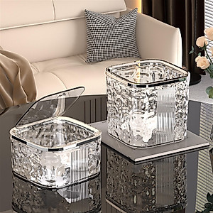 RSPGMKIX Desktop Trash Can Push-Type Living Room Light Luxury Sundries Bucket Car Home Desk Restaurant Storage Barrel Trash Basket(Clear,B)