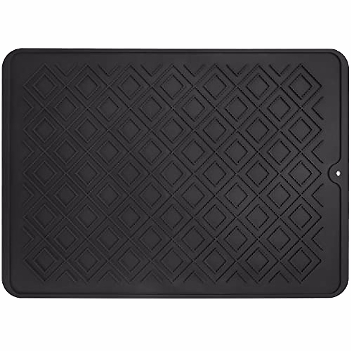 Tuffen Silicone Dish Drying Mat for Kitchen Counter, Heat Resistant Mat, Dish Drying Pad, Easy to Drain and Clean (Black, 12" x 16.8")