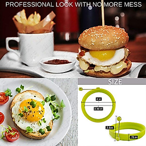 New Egg Ring with Oil Brush 100% Food Grade Egg Cooking Rings, Durable & Reusable Silicone Ring Eggs, Non Stick Silicone Ring for Eggs (5 Pack)