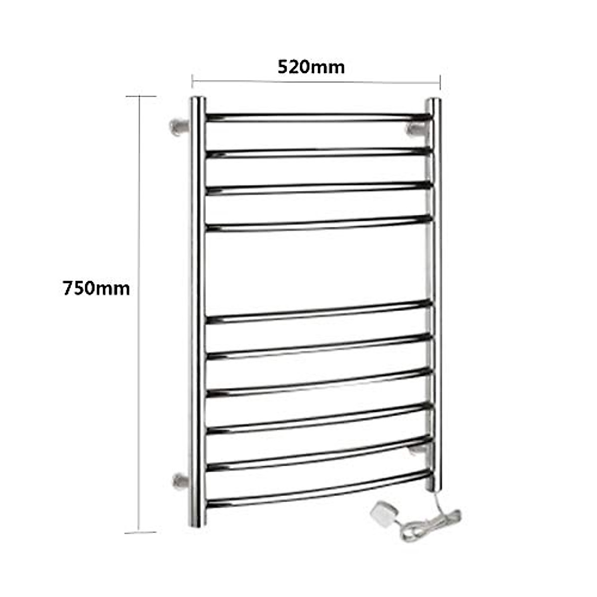 Bathroom Towel Warmer Electric Heated Towel Rack, Towel Warmer for Bathroom, 10-Bar Wall-Mounted Electric Heated Towel Rack, Energy Efficient 88W, Stainless Steel Heated Towel Rail Drying Rack with On