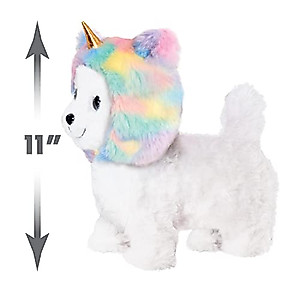 Barbie Walking 10-inch Puppy with Glittering Eyes and Unicorn Hat, Barks and Walks, Kids Toys for Ages 3 Up by Just Play