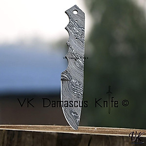 Damascus Knife Blanks for Knife Making Supplies Diy 8 inch Full Tang Edc Hunting Knife Blade Blank, Diy JNR 2174