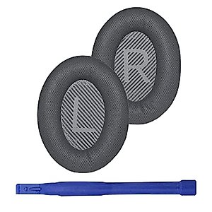 QC45 Replacement Ear Pads Quite-Comfort Protein Leather Earpads Covers Noise Canceling Ear Pads Cushions Earmuff Repair Part for Bose QC45 Headphone (Dark Grey/Grey)
