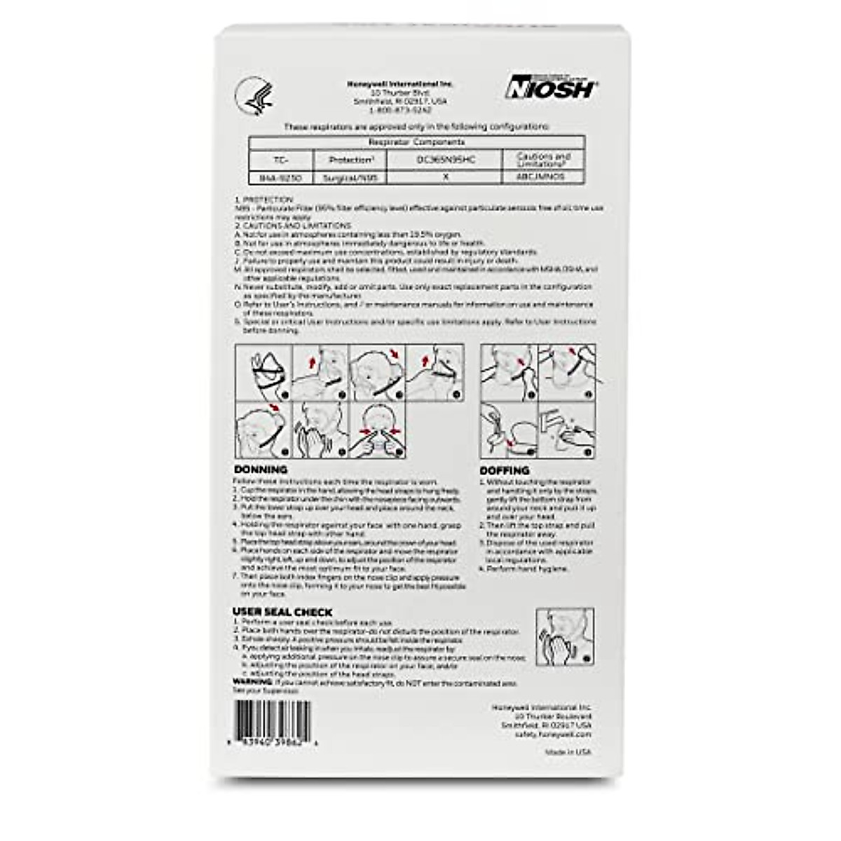 Honeywell Surgical N95 Respirator, Safety NIOSH-Approved, 20-pack (DC365N95HC)