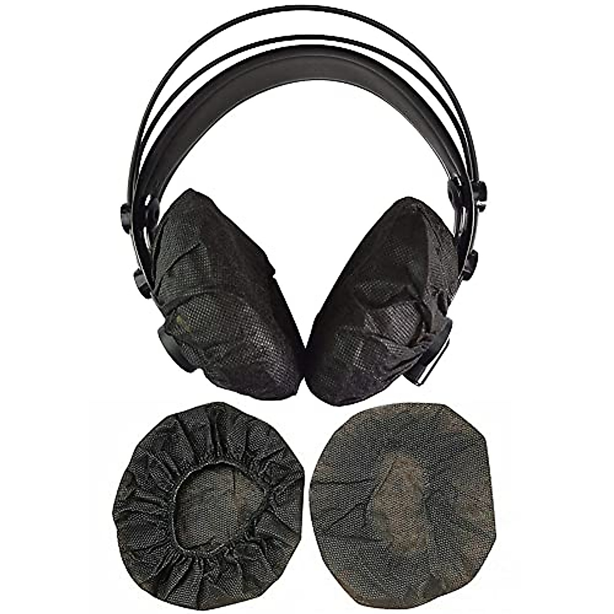 Tvoip 100Pcs Black Non-Woven Sanitary Headphone Ear Cover, Disposable Super Stretch Covers Washable, for Most On Ear Headphones Earpads (13 cm/ 5.12 Inch)