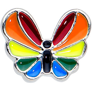 Body Candy Womens 20G Steel Nose Ring Pride Rainbow Butterfly Nose Stud Nose Bone Body Piercing Jewelry 1/4&quot;