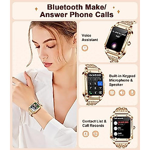 LIGE Smart Watch for Women(Answer/Make Calls), 1.59" Smartwatch for Android and iOS Phones, IP68 Waterproof Fitness Watch with Female Health, Sleep Heart Rate Monitor, AI Voice(Rose Gold)