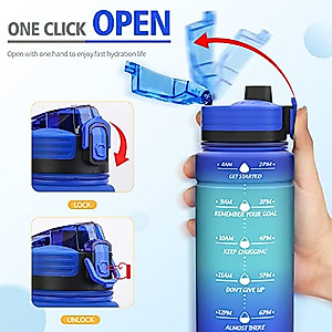 Niggeey 17oz 24oz 32oz Water Bottles, Motivational Water Bottle with Time Marker, Leakproof & BPA Free Tritan Material, Drinking Sports Water Bottle Perfect for Fitness, Gym & School