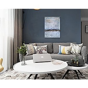 SYGALLERIER Large Abstract Canvas Wall Art with Gold Foil - Modern Coastal Oil Paintings - Contemporary Beach Pictures for Living Room Bedroom Bathroom Decor