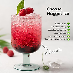 ADVWIN Nugget Countertop Ice Maker, 44Lbs/Day Pebble Ice Machine with Soft Chewable Ice, One-Click Operation, Self-Cleaning, Portable Sonic Ice Maker with Ice Scoop & Removable Basket