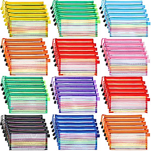 Leelosp 80 Pcs Mesh Zipper Pencil Pouch Bulk Multicolor Kids Pencil Storage Pouch Multipurpose Cosmetics Bags Toiletry Bags for Office School Travel (Elegant Color)