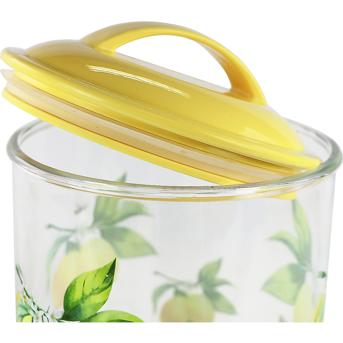 Reston Lloyd Calypso Basics, Airtight, Fresh Lemons with Honey Bees 6pc Acrylic Canister Set, Air Tight Lids, Set of 3, 11419