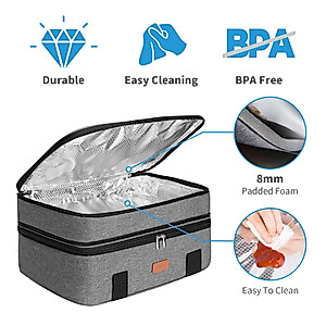 LHZK Insulated Casserole Carrier - Expandable Holder Tote for Hot or Cold Food, Fits 11 x 15 or 9 x 13 Baking Dishes - For Potlucks, Picnics, Beach (Grey)