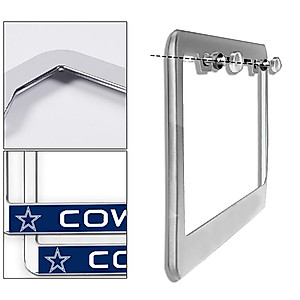 2Pcs License Plate Frame for Cowboys, Aluminum Alloy Car License Plate Bracket Covers Universal Licenses Frame Tag with Screw Caps,Rust-Proof,Rattle-Proof,Weather-Proof, (BT55)
