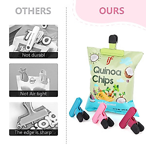 Chip Food Bag Sealing Clips - 8 Pack Food Clips, Chip Clips Bag Food Clips, Bag Clips for Food Storage with Air Tight Seal Grip, Plastic Clips for Chips, Snacks, Bread, Kitchen Accessories
