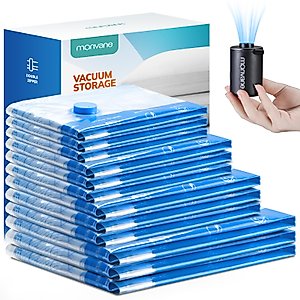 Vacuum Luggage Storage Bags with Cordless Electric Portable Pump, Double Zipper Sealed Space Saver Bag, Compression for Clothes, Bedding and Travel Essentials（12 Pack Comb）