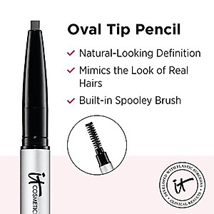 IT Cosmetics Brow Power, Universal Taupe - Universal Eyebrow Pencil - Mimics the Look of Real Hair - Budge-Proof Formula - With Biotin, Saw Palmetto & Antioxidants - 0.0056 oz