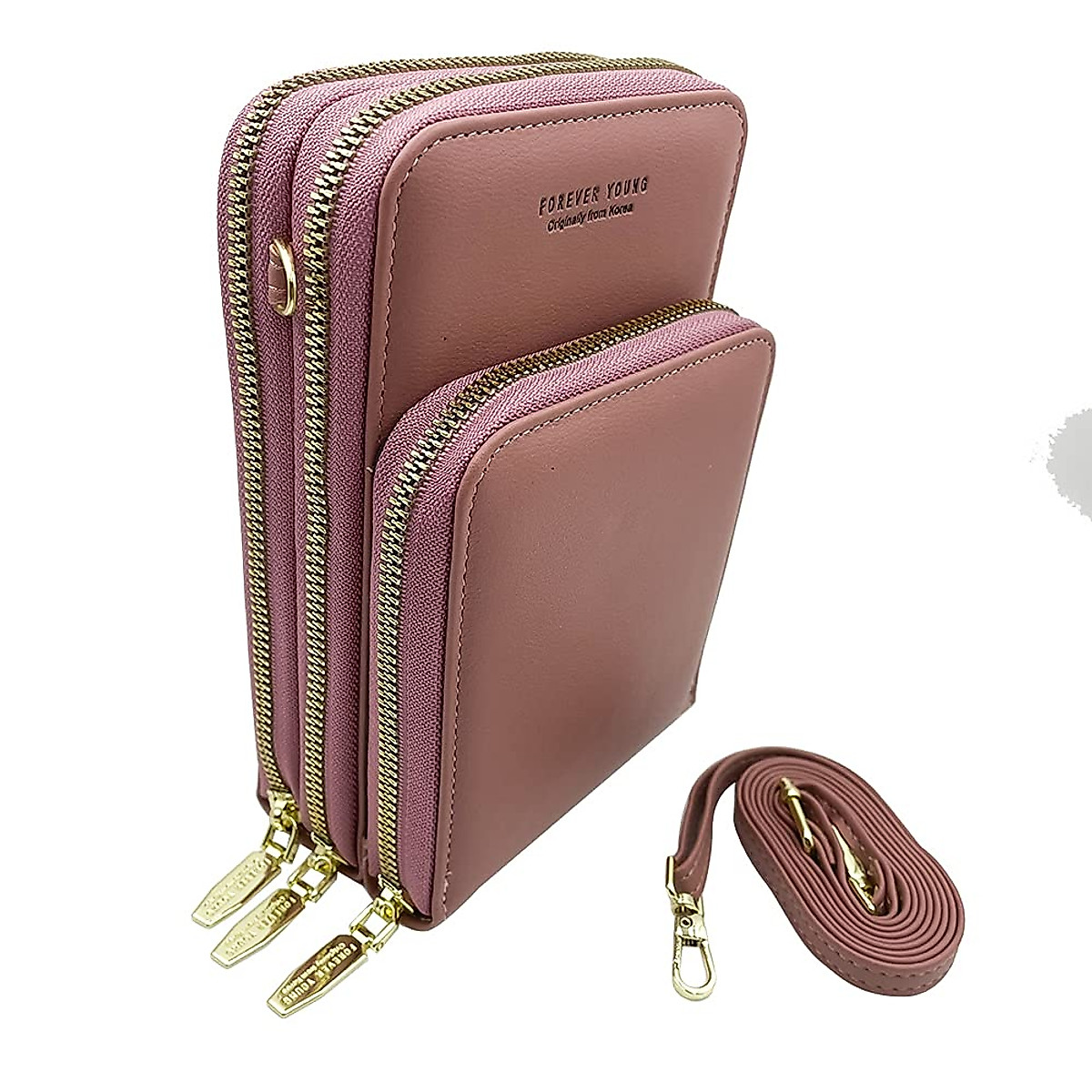 Crossbody Phone Wallet Bag - Cellphone Shoulder Purse, Mini Credit Card Holder for Women Girl Teenager Large Capacity,Pink,H331