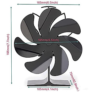 UXZDX CUJUX Heat Powered Stove Fan Black Home Fireplace Fan Quiet Log Wood Burner Efficient Heat (Color : Black, Size : 19x13x16CM)