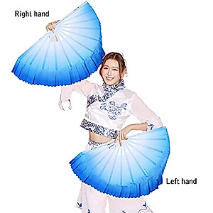ZooBoo 1pair Plastic Taichi Kungfu Fan Dancing Fans Martial Arts Sports Folding Hand Fan 13inch (Blue)