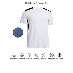 Exeprt Brand USA-Made Men's Drimax Dry Fit Color Blocked Athletic T-Shirt White/Navy