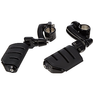 Kuryakyn 7599 Motorcycle Foot Controls: Longhorn Offset Trident Dually Highway Pegs with Magnum Quick Clamps for 1-1/4" Engine Guards/Tubing, Gloss Black, 1 Pair