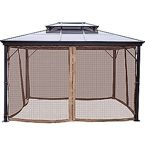 Happybuy Patio Gazebo, 10’ x 12’ Outdoor Gazebo Canopy, Patio Canopy w/Double PVC Plastic Roof, Aluminum Frame with Curtains and Netting, Shelter for Patios, Backyard, Outdoor Lawn