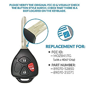 Keyless2Go Replacement for Keyless Entry Car Key Vehicles That Use MOZB41TG with 4D67 Chip
