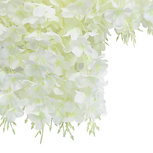 U'Artlines 12 Pack(Total 43.2 Feet) Artificial Fake Wisteria Vine Rattan Hanging Garland Silk Flowers String Home Party Wedding Decor (12, White)
