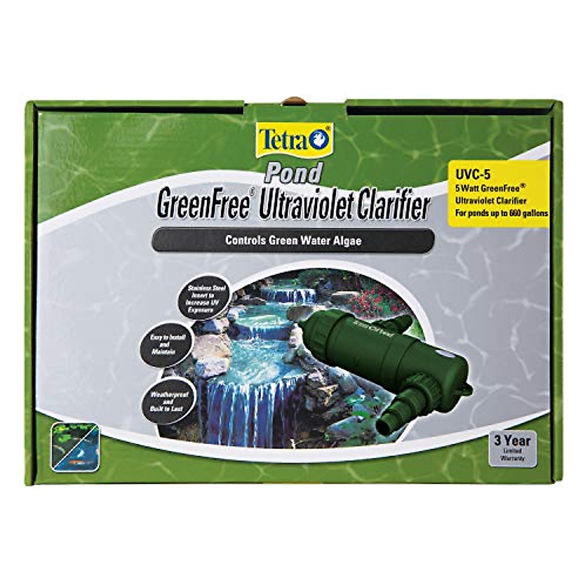 TetraPond UVC-5 GreenFree UV Clarifiers For Up To 660 Gallons, 5-Watt