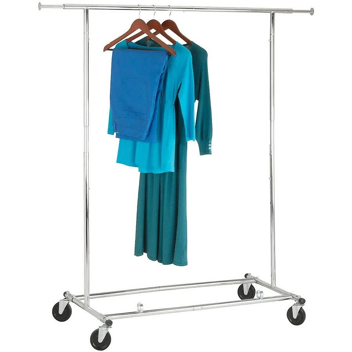 BlacOh Collapsible Expandable Rolling Garment Rack, Chrome